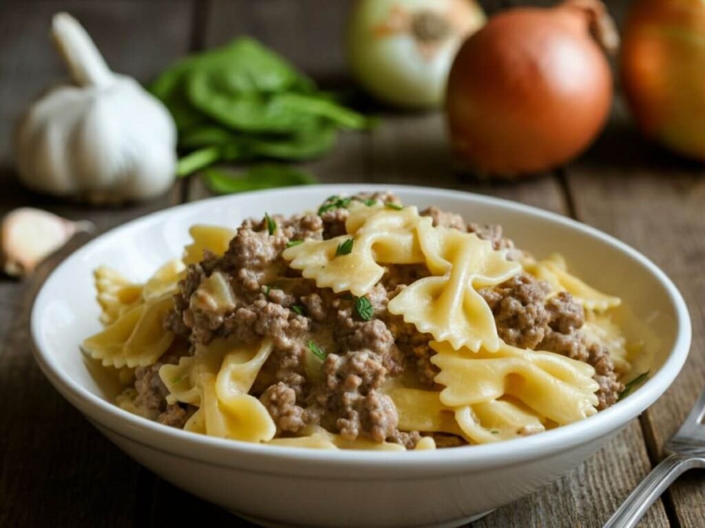 Creamy Beef and Bow Tie Pasta Recipe